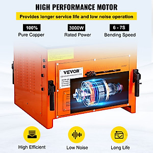 VEVOR Hydraulic Rebar Bender, 3000 Wattage Electric Rebar Bender, 1-1/4'' / 32 mm #10 Grade 60 Max Rebar Diameter, Rebar Steel Bender Machine, Bending Machine for Bending Rebar, Steel Bar, Steel Rod