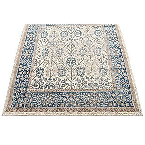 Unique Loom Salzburg Collection Area Rug - Gneis (5' Square, Cream/ Light Blue)