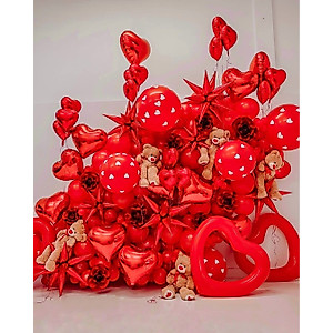 CYMYLAR 3pcs 26inch 3D Explosion Star foil balloon, christmas day red Foil Cone star burst Balloons for Birthday Wedding New Year Party Event