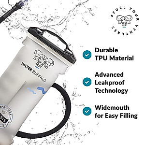 Water Buffalo Hydration Bladder - Water Bladder for Hiking Backpack - Leak Proof 2L Hydration Bladder - includes Hydration Bladder Cleaning Kit - Oasis 2 Liter Hydration Bladder
