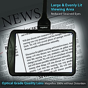 MagniPros 3X Magnifying Glass with Light and Stand, Flexible Gooseneck Magnifying Desk Lamp w/USB Fast Charge & Tablet Stands for Reading Fine Print, Painting, Sewing, Crafts & Close Work