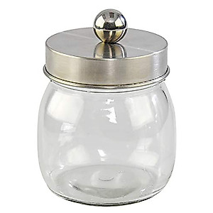 Home-X Mason Jar for Bathroom Organization, Apothecary Jars with Lids (Silver) 8 oz capacity
