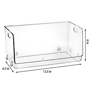 Nicunom 2 Pack Stackable Plastic Storage Bins Open Front, Clear Pantry Organizer Bins Household Food Storage Bin for Kitchen, Countertops, Cabinet, Shelf, Fridge,Pantry