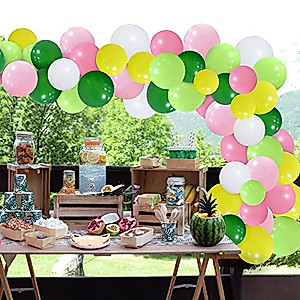 Nobledecor Pink and Green Balloons, 60pcs Pink Balloons 12 Inch Green Balloons, Green and white Balloons Latex Jungle Balloons Garland Kit for Party Birthday Decorations, Pink Green Balloon Arch