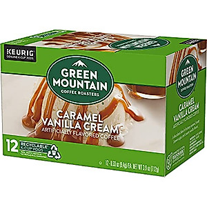 Green Mountain Coffee Roasters Caramel Vanilla Cream Keurig Single-Serve K-Cup pods, Light Roast Coffee, 12 Count