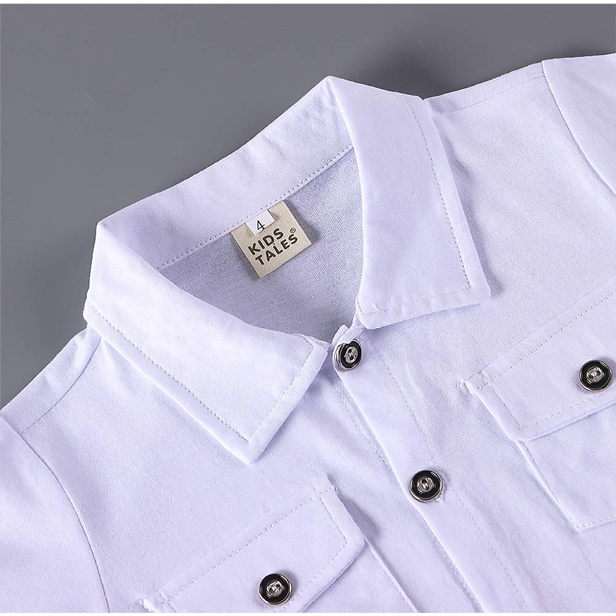 Ritatte Toddler Baby Boys Denim Outfits Short Sleeve Shirts+ Jeans Pants + Scarf 3Pcs Set Kids Casual Summer Clothes 1-6Y(White, 4-5T)