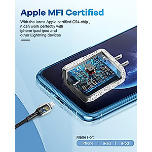 iPhone Fast Charger, [Apple MFi Certified] 20W Bling USB C Wall Charger PD + QC Dual Port Adapter with 3.2FT Type-C to Lightning Cable Compatible with iPad iPhone 14 13 12 Pro Max Mini 11 Xs(White)