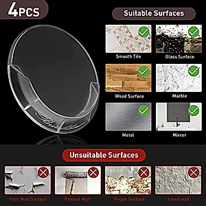 BUTIBLENER Shower Curtain Rod Holder for Wall 4 Pack, Adhesive Shower Rod Tension Retainer, No Drilling, Invisible Wall Mount Holder, Transparent(Shower Curtain Rod Not Included)