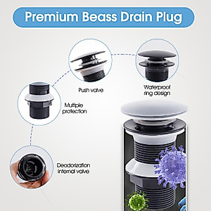 Bath Tub Drain and Overflow Kit, Black Bathtub Drain Kit, Tip-Toe Bathtub Drain Replacement Kit with Coarse Thread