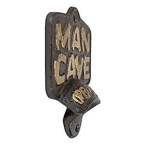 Ebros Gift Rustic Western Vintage Man Cave Open Here Cast Iron Rust Bronze Finish Metal Wall Soda Beer Bottle Cap Opener 5" High Home Office Cabin Lodge Country Ranch Home Party Accent (1)