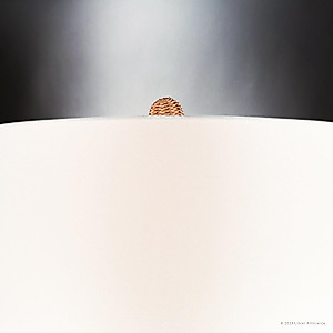 Urban Ambiance Luxury Scandinavian Floor Lamp, 19''W x 19''D x 64''H, with Modern-Farmhouse Elements, Natural Brown Finish and a White Linen Hardback Shade, UEX8102