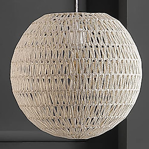 JONATHAN Y JYL6503B Luna 15.75" 1-Light Bohemian Modern Woven Rattan/Iron LED Pendant Farmhouse Coastal Adjustable Dining Room Living Room Kitchen Island Foyer Bedroom Hallway, Cream/White