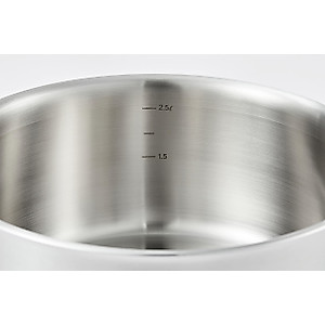 Dr.HOWS Warmwood Nonstick Sauce Pan with Lid 6 inch - Tri-Ply Stainless Steel Saucepan with Wooden Handle - Pot For Induction, Ceramic, Electric, Halogen and Gas Cooktops