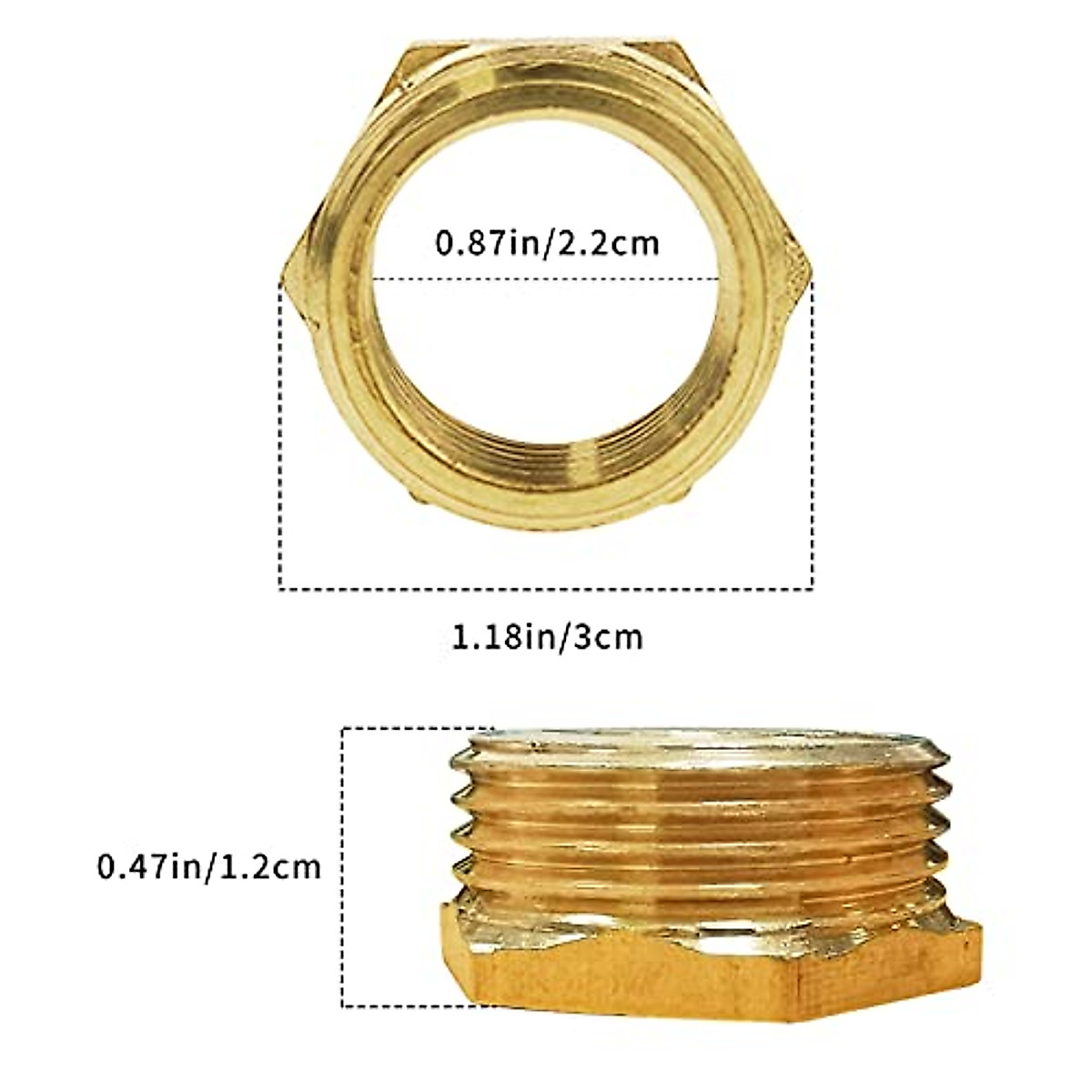 2 PACK G1/2 Female to GHT 3/4 Male Hose Adapter Brass Threaded Pipe Fitting Hose Connector Hose Coupler Water Hose Adapter Garden Hose Swivel