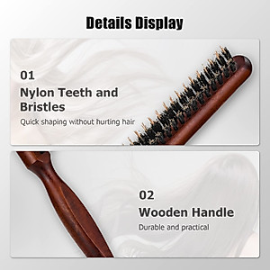Teasing Brush, Nylon Boar Bristle Curl Training Teasing Hair Brush for Women with Rat Tail Handle Comb for Thin Thick Hair to Create Volume and Smooth
