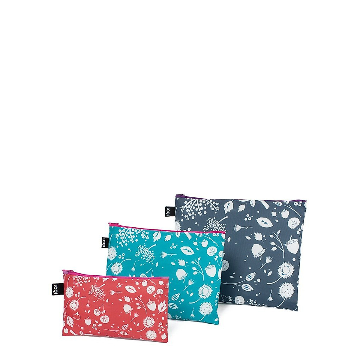 LOQI SEED Coral, Teal, Ash Zip Pockets