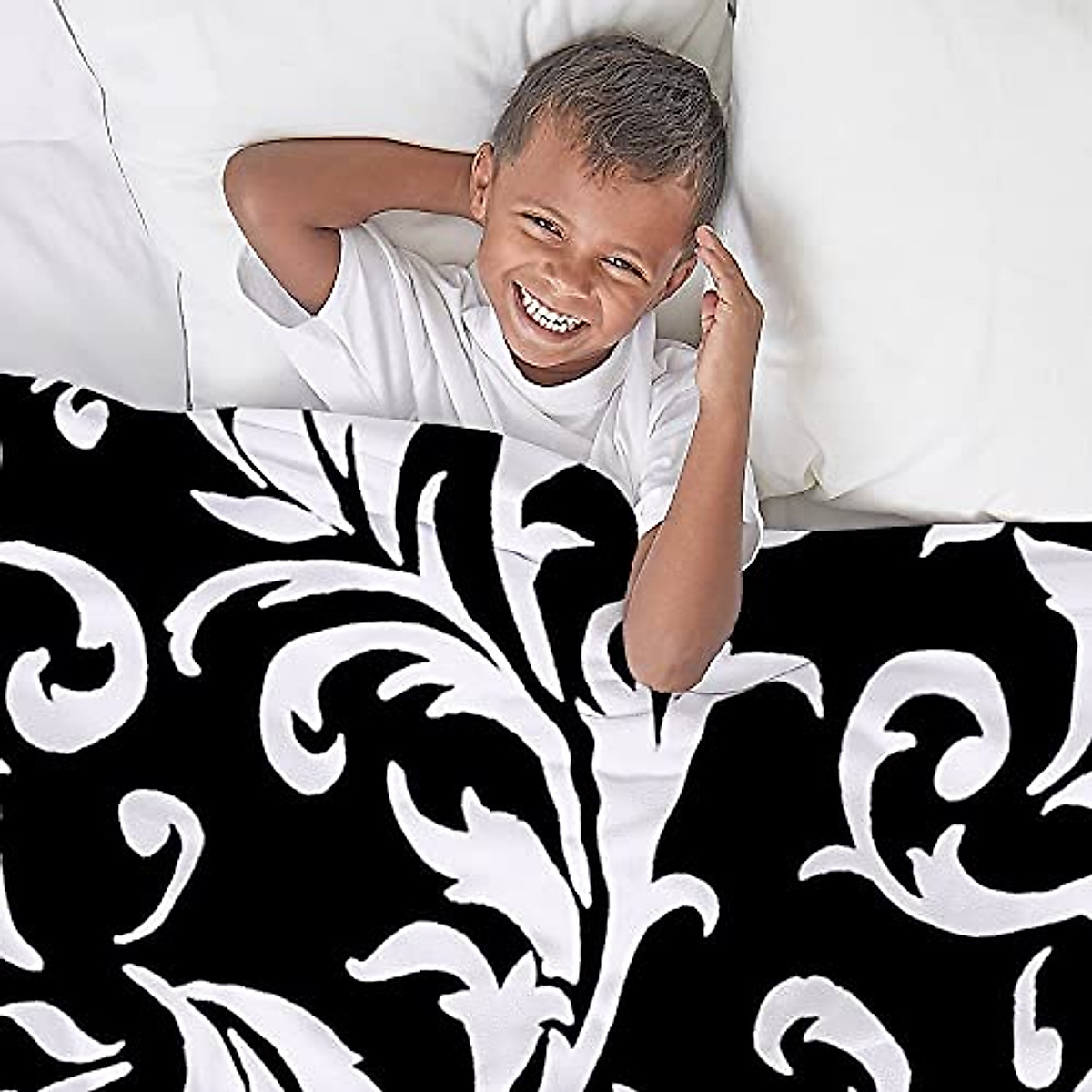 CafePress Black and White Damask Throw Blanket Super Soft Fleece Plush Throw Blanket, 60"x50"