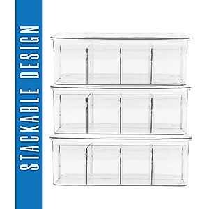Utopia Home - Tea Bag Organizer - Stackable Tea Bag Storage Box with Clear Top Lid- Tea bag holder For Counter tops, Kitchen Cabinets, Pantry, Sweeteners (Clear)(Pack of 1)