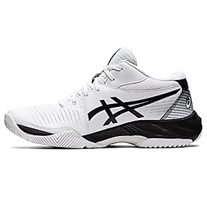 ASICS Men's Netburner Ballistic FlyteFoam Mid Top 3 Volleyball Shoes, 9, White/Black