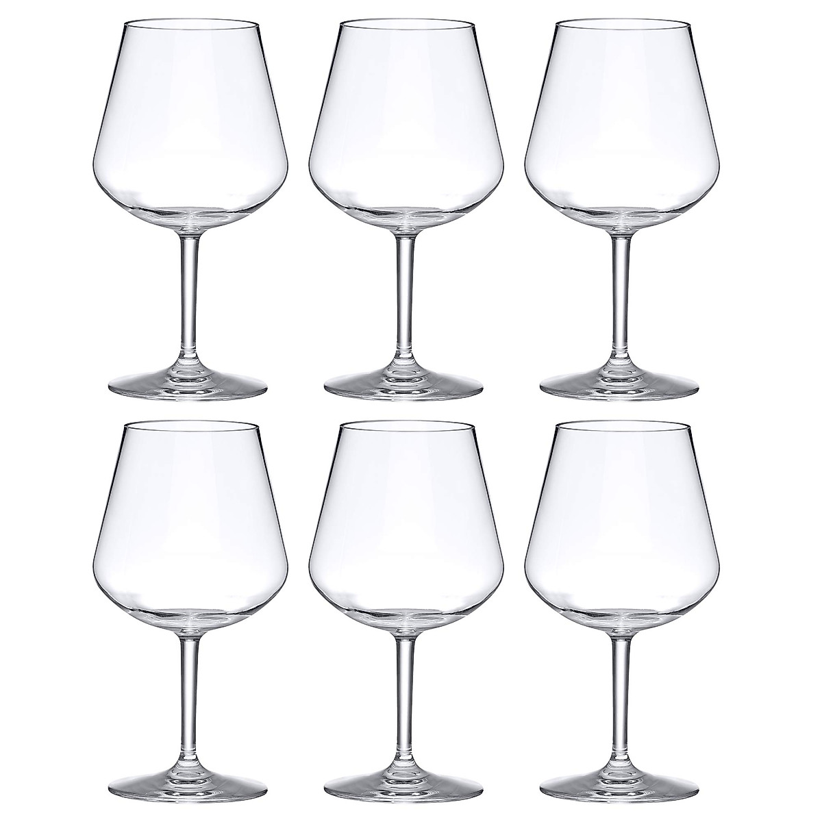 Amazing Abby - Sienna - 20-Ounce Unbreakable Tritan Wine Glasses (Set of 6), Plastic Red Wine Glasses, Reusable, BPA-Free, Dishwasher-Safe, Perfect for Poolside, Outdoors, Camping, and More