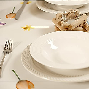 GEEORY Spring Easter Floral Tablecloth Rectangle 60X84 Inch Yellow Tulip Summer Decor Indoor Outdoor Seasonal Table Cover for Home Kitchen Dining Table ATC005