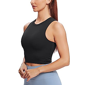 Natural Feelings Sports Bras for Women Removable Padded Yoga Tank Tops Sleeveless Fitness Workout Running Crop Tops Black