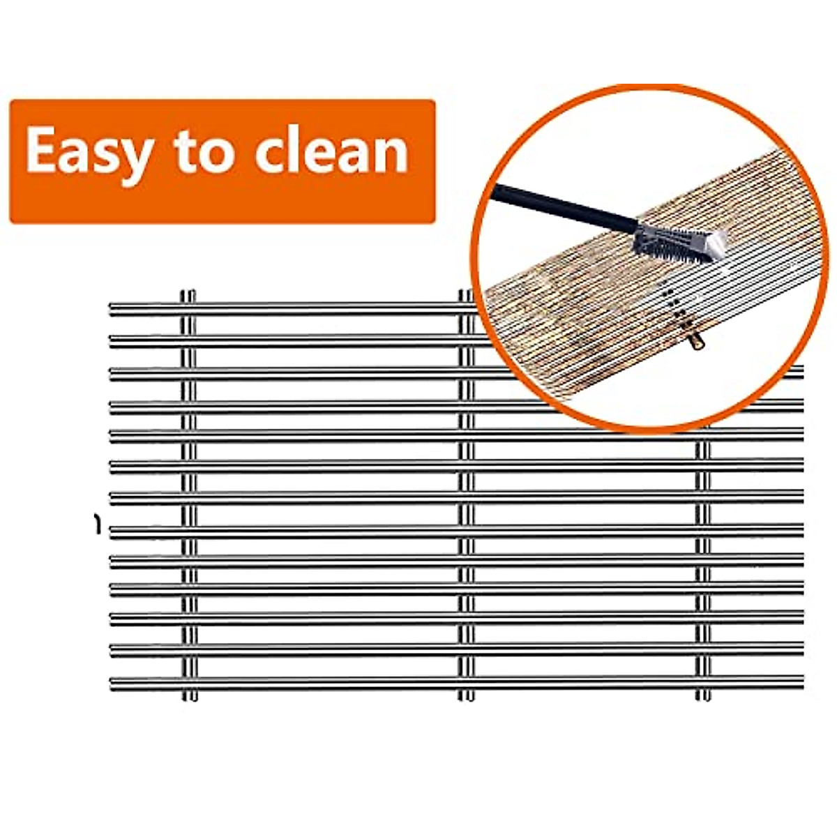 FCCUM Stainless Steel BBQ Grates, 304 Stainless Steel Solid Grates, Suitable Weber Genesis Silver/Gold B & C、 Spirit、and Other Models of Gas Grills, 17.55 inches Long / 9.64 inches Wide, Two-Piece