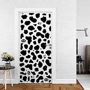 600Pcs Cow Print Stickers, Self-Adhesive Wall Decals Vinyl Print, Black Waterproof Animal Stickers for Cow Themed Bathroom, Nursery, Bedroom and Living Room Wall Decor