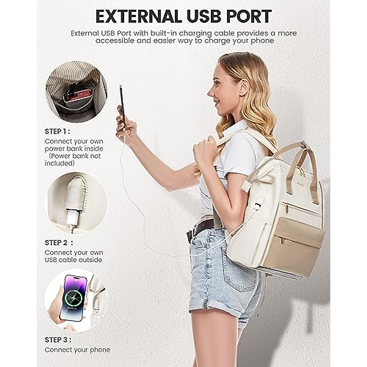 LOVEVOOK Laptop Backpack for Women Teacher Nurse Bag, 15.6 Inch Womens Work Bags, Waterproof Travel Backpack Purse, Business Computer Laptop Bag with USB Port