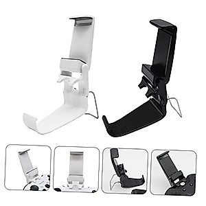 SOLUSTRE Stand Holder 2pcs Controller Black White Phone Organizer Gamepad Conter One Display Mobile Holder with Bracket for Stands Clip Game Gaming Compatible Rack Cellphone
