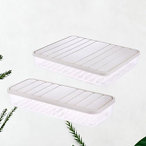 Cabilock 2pcs Food Storage Containers, Plastic Refrigerator Crispers with Lid, Stackable Vegetable Organizer for Kitchen, Freezer Organizer Bins, White (Large+Small)