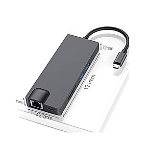 Pocket-Sise Design Multi-fuction 8 in 1 USB 3.1 Type C Adapter Docking Station Combo (Aluminum Alloy Made) with PD Charge/USB 3.0X2/1000M Gigabit LAN/4K HDMI/VGA/TF/SD