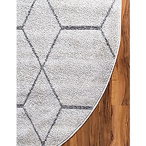 Unique Loom Trellis Frieze Collection Area Rug - Geometric (3' x 5' Oval, Ivory/ Gray)