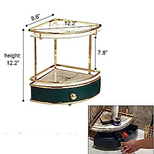 WINTENT 2 Tiers Corner Shelf Bathroom Organizer Countertop with Drawer