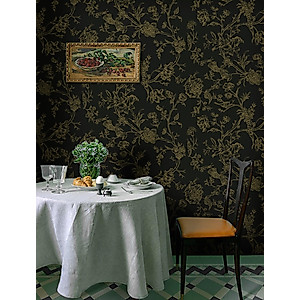 Safiyya Peel and Stick Wallpaper Gold and Black Contact Paper Floral Birds Wallpaper Peel and Stick Removable Wallpapr Boho Wallpaper Flower Contact Paper for Cabinets Vinyl Rolls 118"x17.3"