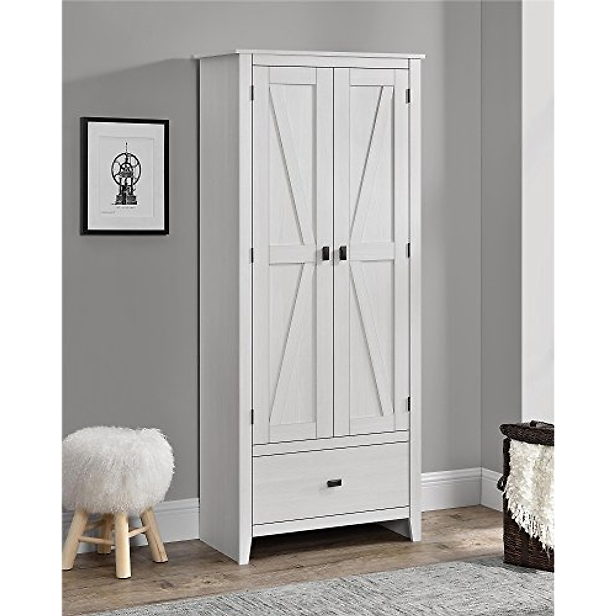 Ameriwood HOME SystemBuild Farmington 30 inch Wide Storage Cabinet, Ivory Pine