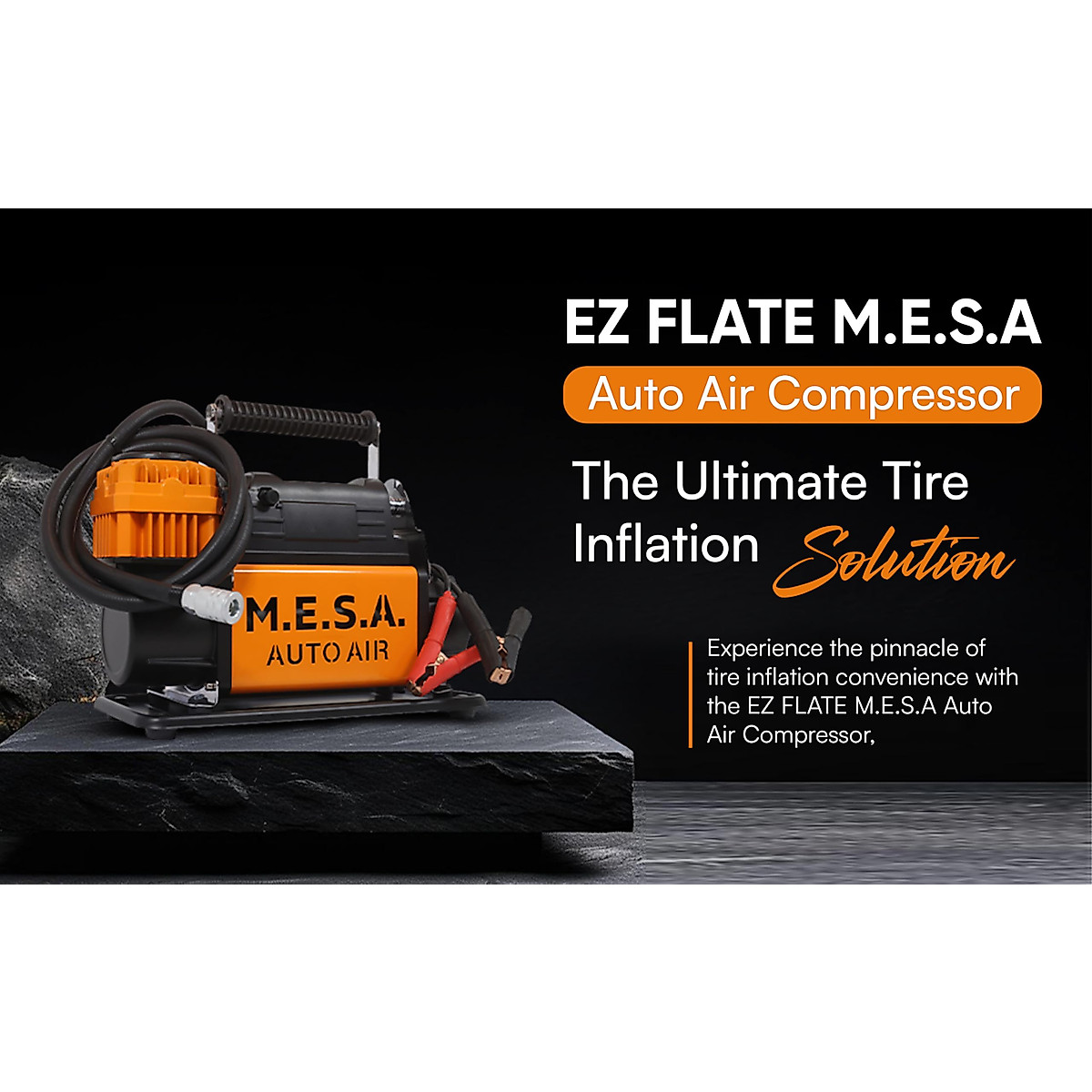 EZ FLATE M.E.S.A 12V Air Compressor Kit, Portable Air Compressor, 5.65 CFM, Offroad Air Off Road Air Compressor, Heavy Duty Pump for Car Tire, Max 150 PSI for 4x4 Vehicle, Offroad Tire Inflator