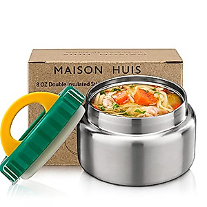 MAISON HUIS 8oz Soup Thermo Wide Mouth Vacuum Insulated Thermo Food Jar, Leak Proof Stainless Steel Food Thermo for Hot&Cold Food Kids Food Lunch Soup Container for School Travel(Green)