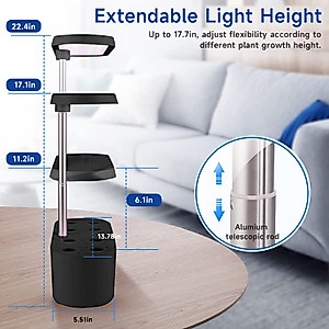 Hydroponics Growing System,8 Pods Herb Garden with 64 LEDs Full-Spectrum Plant Grow Light, Hydroponic Herb Garden with 3.5L Water Tank, 17.78'' Height Adjustable Gardening System, Black