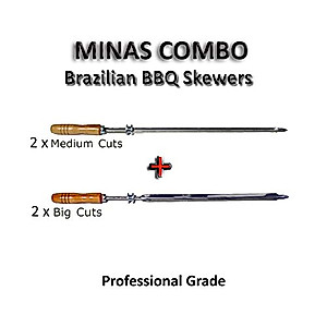 Minas Combo - Set of 4 Brazilian Skewers for BBQ 28" - Professional Grade