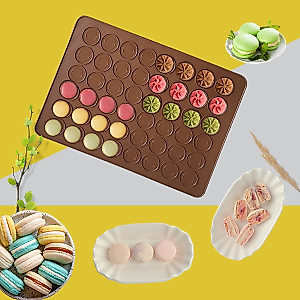 HYCSC 48 Capacity Silicone Baking Mats, Non-Stick Macaron Baking Mats, BPA free Macaron Baking Sheet, Macaron - Pack of 2