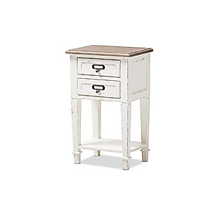 Baxton Studio Dauphine 15 3/4" Wide Weathered Oak and White Side Table
