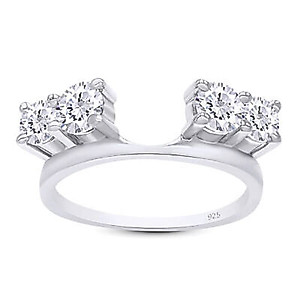 1Ct Round Cut Cubic Zirconia 14K White Gold Plated 925 Sterling Silver Enhancer Engagement Wrap Band Ring For Women's. (7)