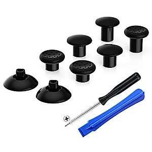 eXtremeRate ThumbsGear Interchangeable Ergonomic Thumbstick for PS5 Controller, for PS4 All Model Controller - 3 Height Domed and Concave Grips Adjustable Joystick - Black