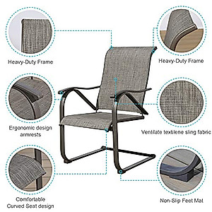 Iwicker 4 Pieces Patio C Spring Motion Steel Mesh Fabric Dining Chairs with High Back