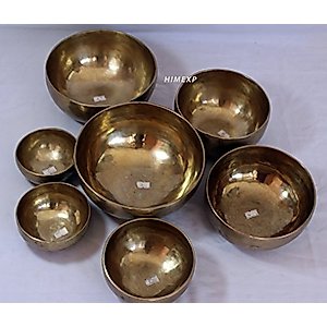 Tibetan old Antique Himalayan 7 Metal Singing Bowls Chakra set