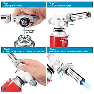 Butane Torch Kitchen Blow Torch - Chef Cooking Torch Lighter Adjustable Flame With Safety Lock Culinary Torch For Creme Brulee, Baking, BBQ Butane Gas Not Included