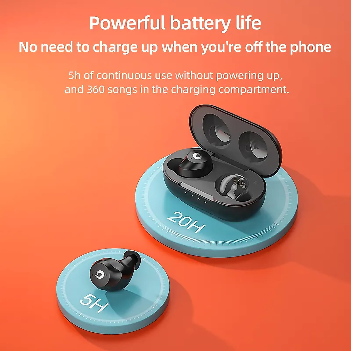 Wireless V5.1 Bluetooth Earbuds Compatible with Xiaomi Redmi 9A with Extended Charging Pack case for in Ear Headphones. (V5.1 Black)