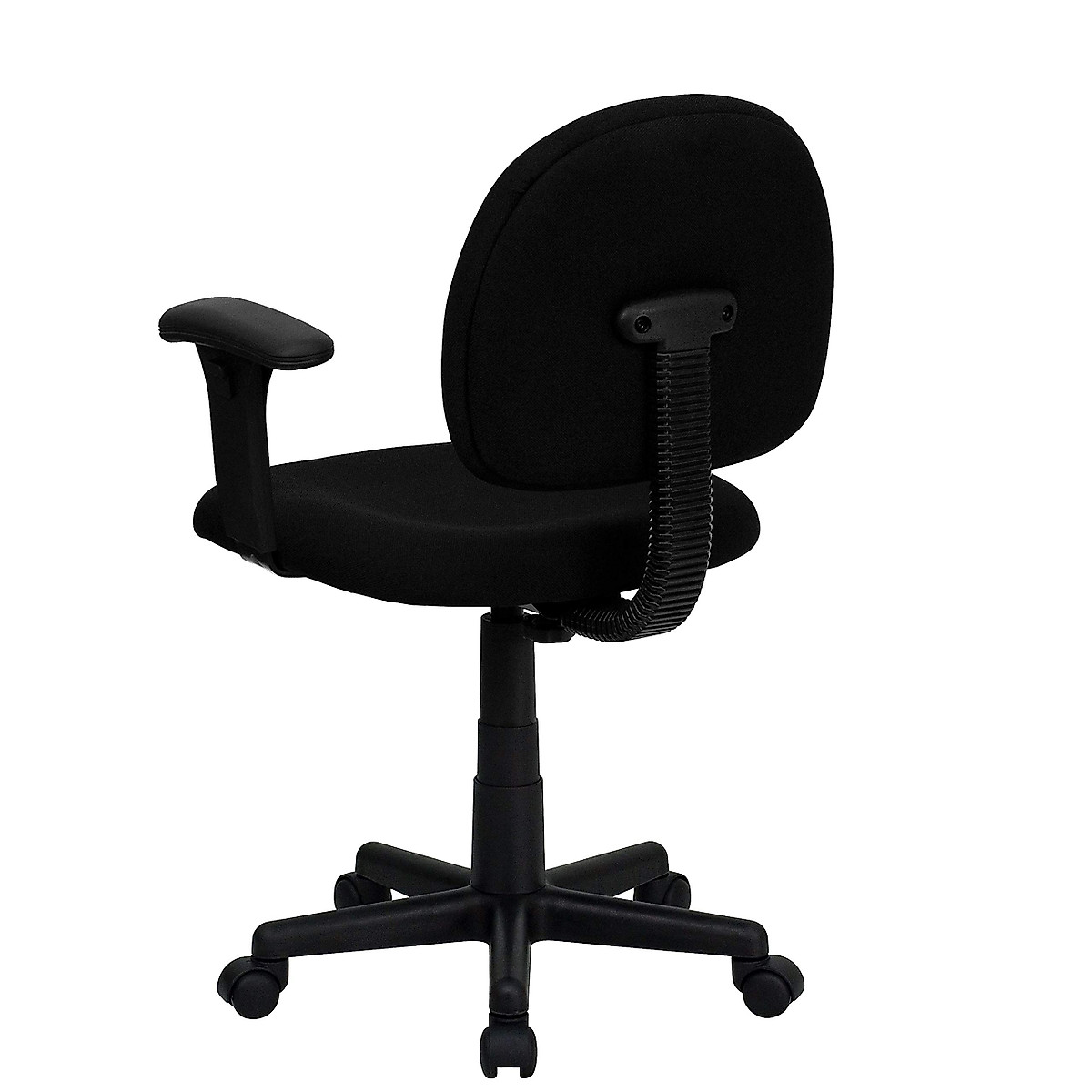 Flash Furniture Mid-Back Black Fabric Swivel Task Office Chair with Adjustable Arms