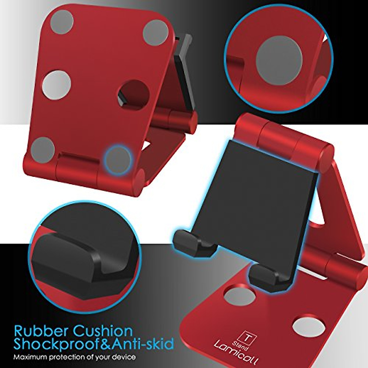 Lamicall Adjustable Phone Tablet Stand, Playstand for Switch, Foldable Desk Holder, Compatible with iPad Mini, 9.7'' iPad Pro Air, Phone 12 Mini 11 Pro Xs Xs Max Xr X 8 7 6 6s Plus SE (4-10'') - Red